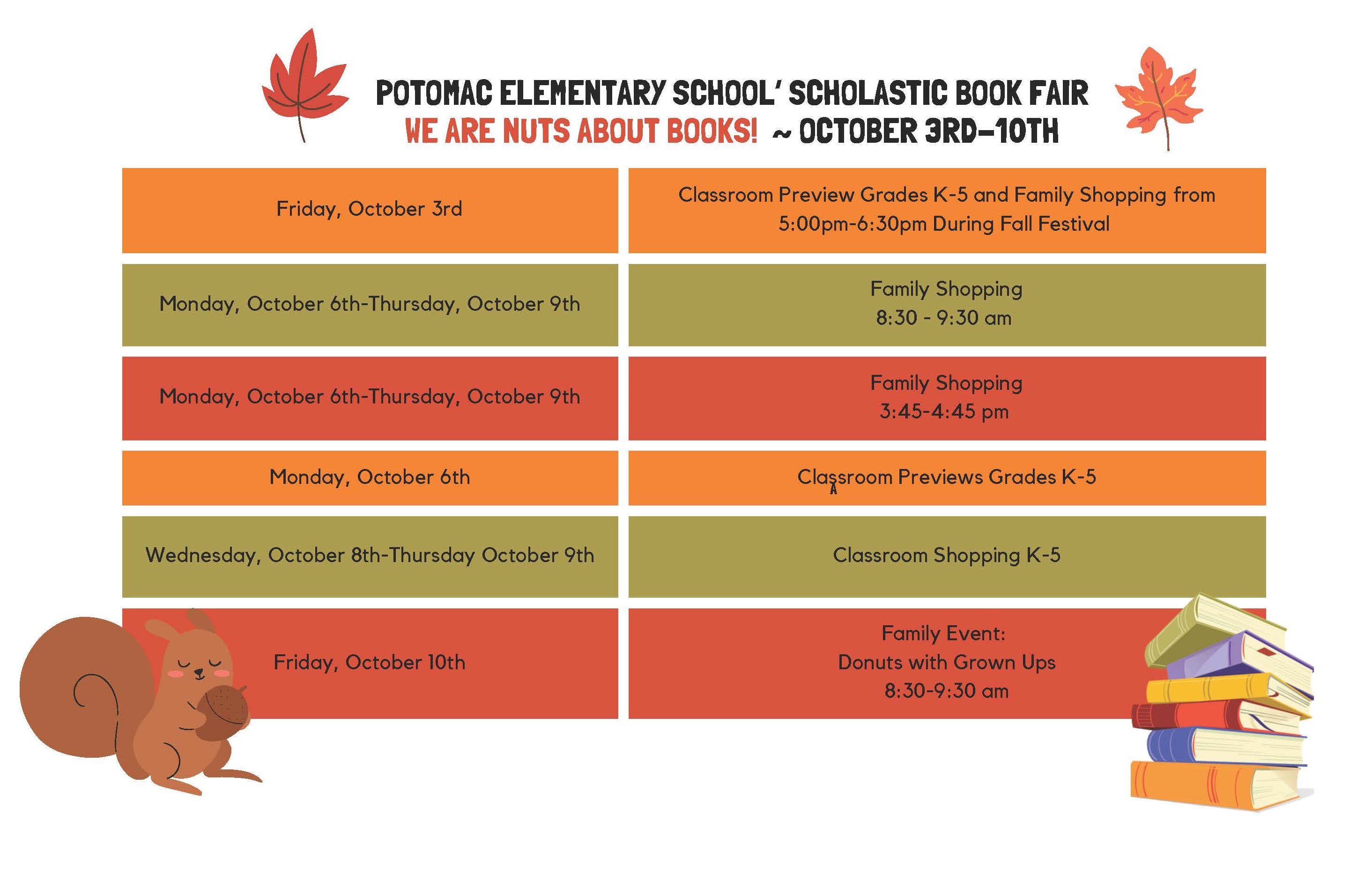 10/3 to 10/10 – Scholastic Book Fair – PES PTA